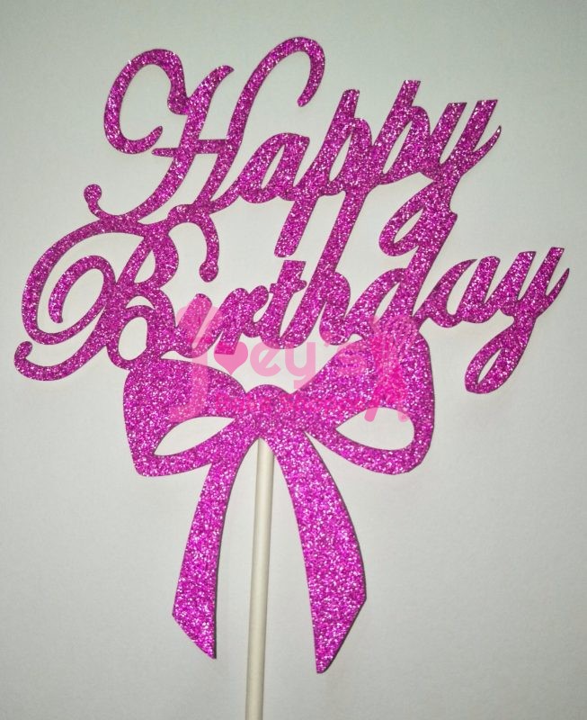 Hot Pink Happy Birthday Ribbon Cake Topper – Joey's Bake Shoppe